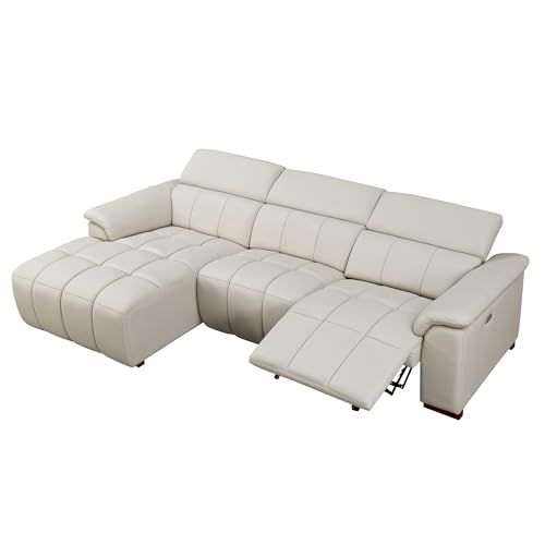 Luxury Power Reclining Motion Sectional Left Facing Sofa for Living Room, Oversized L-Shaped Convertible Leather Upholstered Couch W/Right Chaise Daybed,USB Ports,Adjustable Headrest & Footrest