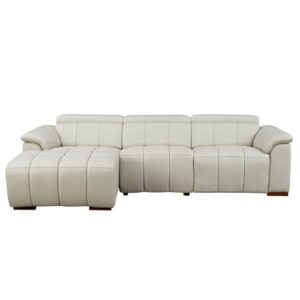 Luxury Power Reclining Motion Sectional Left Facing Sofa for Living Room, Oversized L-Shaped Convertible Leather Upholstered Couch W/Right Chaise Daybed,USB Ports,Adjustable Headrest & Footrest