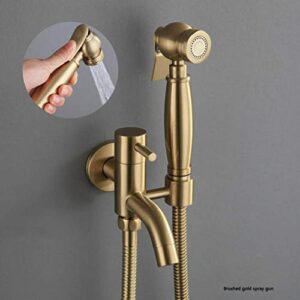 BINCAVIDOU Bidet Spray Set Brass Hot and Cold Water Bidet Bathroom Hand Shower Bidet Toilet Sprayer Hygienic Shower Wall Mounted Bidet Tap Set,C