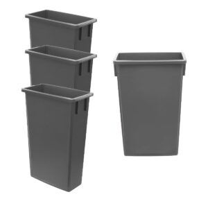 sunsierra 4-pack, 23 gallon slim commercial trash cans, garbage can, heavy-duty plastic trash can, garbage bin, ideal for garage, warehouse, kitchen, restaurant, grey