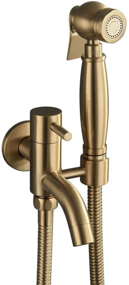 BINCAVIDOU Bidet Spray Set Brass Hot and Cold Water Bidet Bathroom Hand Shower Bidet Toilet Sprayer Hygienic Shower Wall Mounted Bidet Tap Set,C