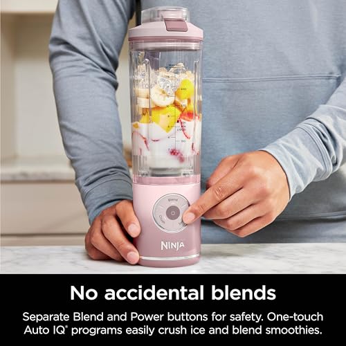 Ninja Blast Max, Portable Blender + Twist & Go, Personal Blender, Ninja Blender, Smoothie, Blend, Ice Crush, 3 Programs, Cordless, 22 oz removable Vessel, Dishwasher Safe, Leakproof, Pink, BC251PK