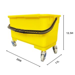 Zion Jan-San USA, 30L Window Flat Mop Bucket, Commercial, Microfiber Bucket Yellow