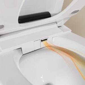 WELLFOR Smart Toilet Bidet Elongated, 4 Level of Water Temperatures, 0.15-0.75Mpa Water Pressures, with Remote, Auto Flush, 4 Level of Drying Temperature Heated Seat, Water-air Mixed Spray, White