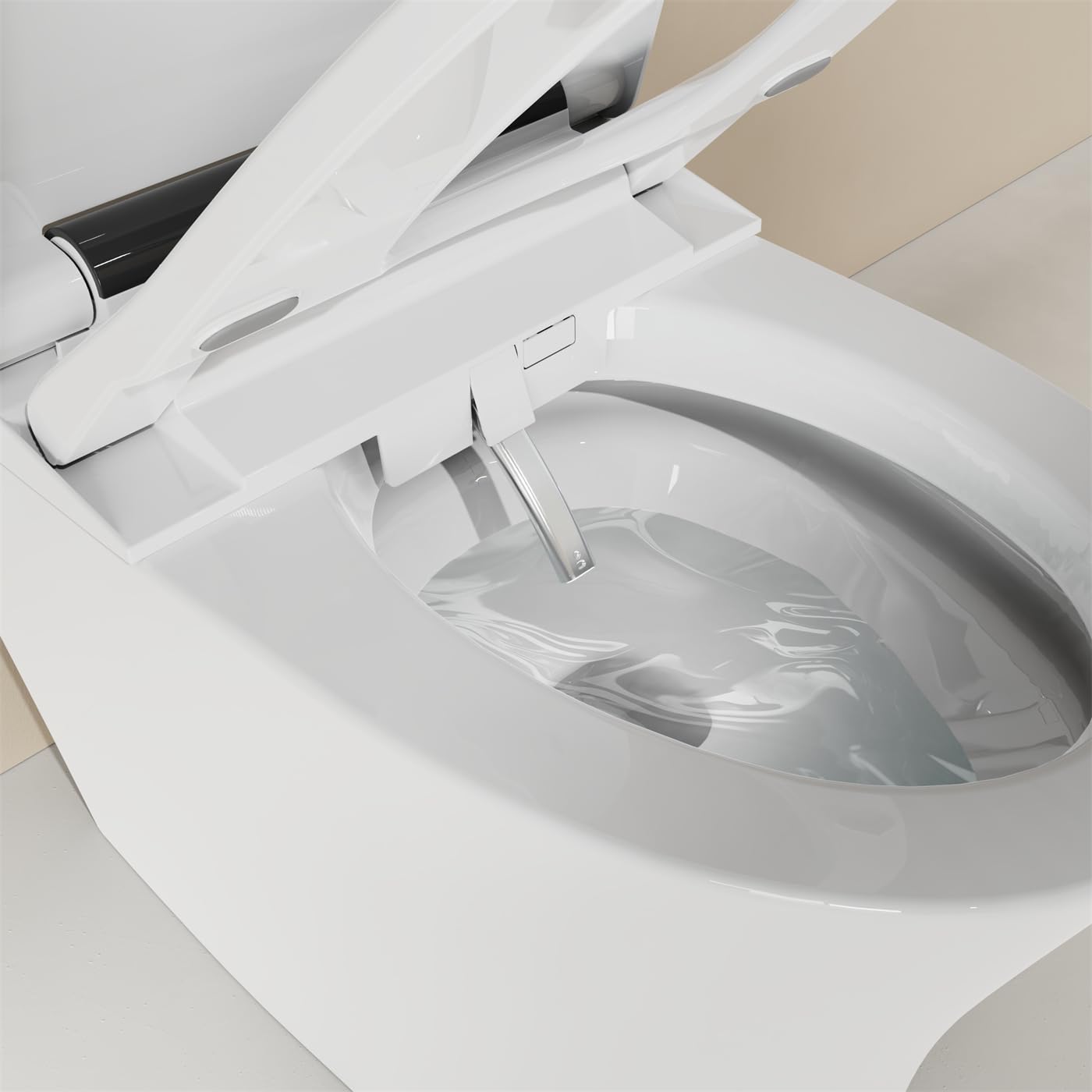 WELLFOR Smart Toilet Bidet Elongated, 4 Level of Water Temperatures, 0.15-0.75Mpa Water Pressures, with Remote, Auto Flush, 4 Level of Drying Temperature Heated Seat, Water-air Mixed Spray, White