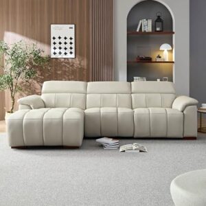 luxury power reclining motion sectional left facing sofa for living room, oversized l-shaped convertible leather upholstered couch w/right chaise daybed,usb ports,adjustable headrest & footrest