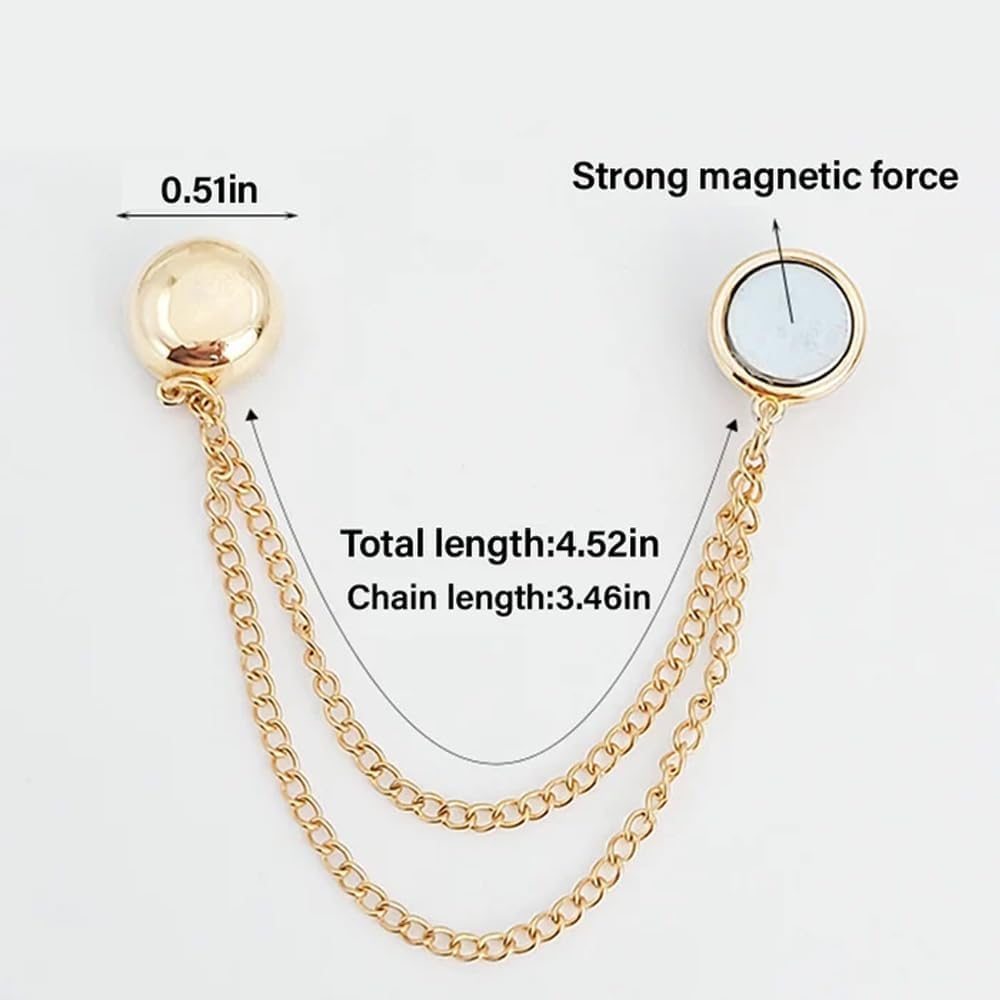 Multi-Function Magnetic Clothing Clips, 4 Pack Powerful Hijab Magnets with Chain, Magnetic Clothing Shawl Clips, Powerful Hijab Magnets with Chain, Multi-Purpose Magnetic Pins (4pcs A)