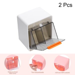 uxcell 2 Pcs Cotton Ball Holder Canisters for Cotton Swabs, Wall Mounted Bathroom Storage Box with 2 Compartments, No Drill Dispenser for Cotton Swabs, Makeup Sponges, Balls, White Grey