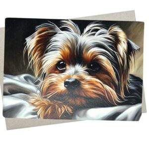 whitman and daughter yorkshire terrier card, yorkie birthday card (1 premium card, 5x7 inch) dog card blank for every occasion like retirement, thank you, or thinking of you - 913