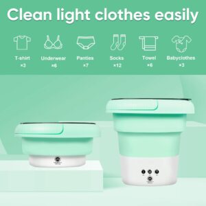 Portable Washing Machine,6.5L Folding Washing Machine,Mini Washer,Small Portable Washer Easy to Carry,Suitable for Apartments, Dormitories, Camping, RV, Travel Laundry,Hotels (Green-6.5L)