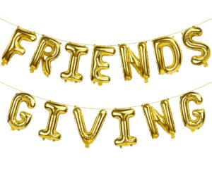 friendsgiving balloons, friends giving banner for party decorations, foil balloons for friendsgiving decor (gold)