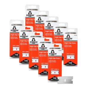 accutec american line .009 inch single edge aluminum-backed razor blades for scrapers and carton cutters - 100 blades per box,made of high carbon,10-pack- 66-0089-10p