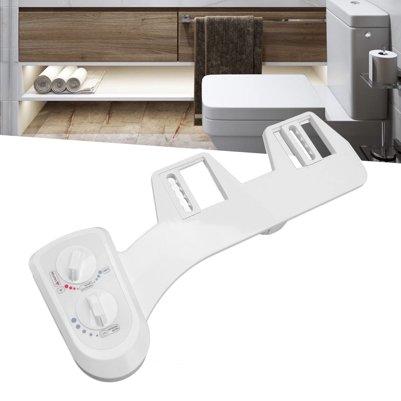 Bidet Attachment,Toilet Bidet Double Knob Movable Nozzle,Non Electric Self Cleaning Bidet Attachment for Home Bathroom