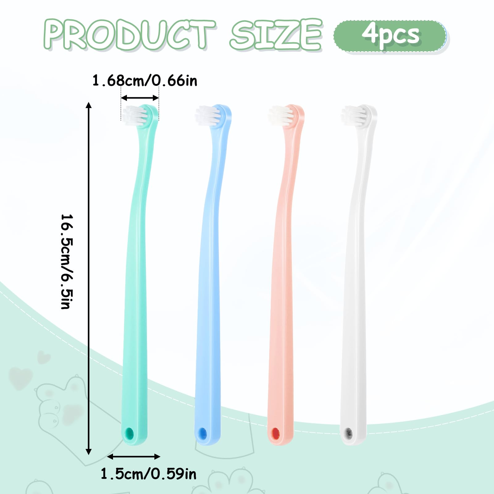 Lusofie 4pcs Dog Toothbrush Mini Head Puppy Toothbrush for Pet Toothbrush Cleaning Kit，Small Tooth Brush for Puppies Cat Tooth Brush Soft Bristles Small Dog Toothbrush Brushing Kit