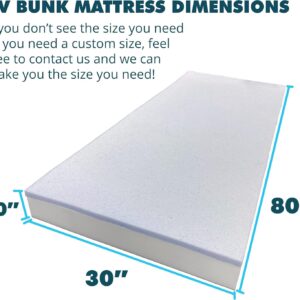 Foamma 10" x 30" x 80" Gel Memory Foam RV Bunk Mattress Replacement, Medium Firm, Pressure Relieving, Cooling Premium Comfort, USA Made, No Cover