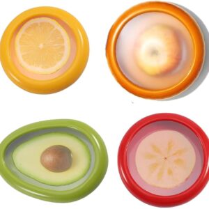 LCYHOMIEE Avocado Saver and Tomato Holder, Set of 4 Silicone Fruit Storage Box Reusable Storage Containers for Fridge - Ideal for Garlic, Onions, Lemons, and Potatoes