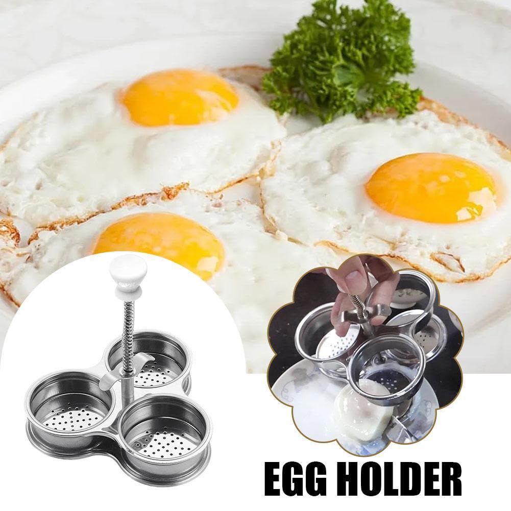 Generic Stainless Steel Egg Poacher,Egg Poacher Pan,Poached Egg Cooker, Nonstick Poached Egg Pan Boiled Eggs Maker,Egg Pan with 3 Cups Egg Cooker Poached Egg Maker for Kitchen (Stainless steel)