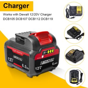 TENMOER 2 Pack 6.0Ah Compatible with Dewalt 12V 6.0Ah Battery Replacement for 12V Dewalt Batteries DCB127 DCD701F2