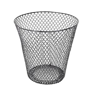 wire mesh round waste basket, 9 inch wide trash can wire basket, lightweight mesh trash can open top wastebasket recycling bins desk office school garbage cans home office essential (1pc-black)