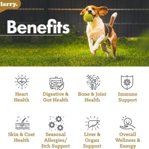 Larry 8-in-1 Multivitamin Dog for Small Dogs | Heart, Digestion, Liver, Skin, Coat, & Joint Support for Dogs | with Vitamins, Minerals, Omegas, & Glucosamine Chondroitin | 60 Soft Chews