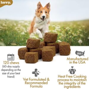 Larry 8-in-1 Multivitamin Dog for Small Dogs | Heart, Digestion, Liver, Skin, Coat, & Joint Support for Dogs | with Vitamins, Minerals, Omegas, & Glucosamine Chondroitin | 60 Soft Chews