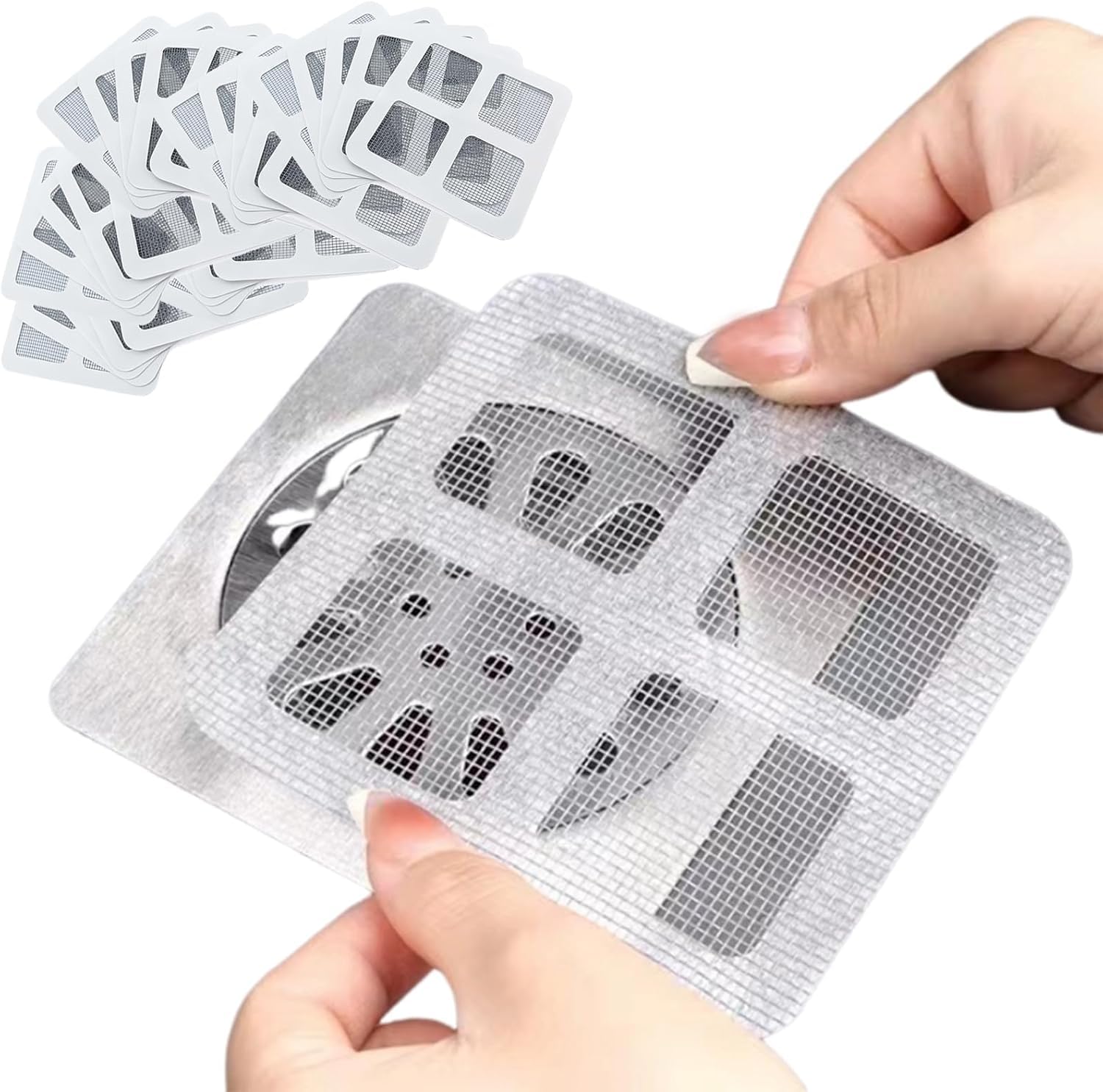 4" X 4"Disposable Floor Drain Sticker Shower Drain Hair Catcher Shower Drain Cover Hair Catcher Mesh Stickers for Bathroom Washbasin Bathtub Kitchen Sink for Human and Pet Hair (50pcs)