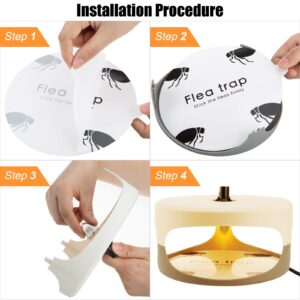 Indoor Sticky Flea Trap, Flea Trap with 2 Glue Discs Odorless Non-Toxic Natural Flea Killer Trap Pad Bed Bug Trap Light Bulb Pest Control for Home House Inside, Safe for Children Pet Dog Cat LB01