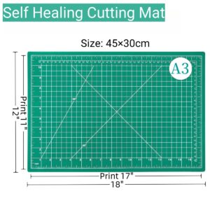 AMASEWART 45mm Rotary Cutter and Mat Set, Fabric Cutter Wheel and Mat, 12x18 Inch Self Healing Sewing Cutting Mat and Fabric Rotary Cutter with 5pcs Rotary Blades for Quilting Patchworking Crafts