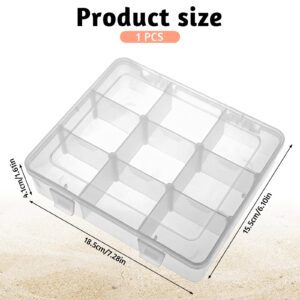 9 Grids Organizer Container with Removable Dividers Compartment Plastic Organizer Box Clear Crafts Thread Storage Containers for Jewelry Hardware Fitting Crafts Candies Snacks