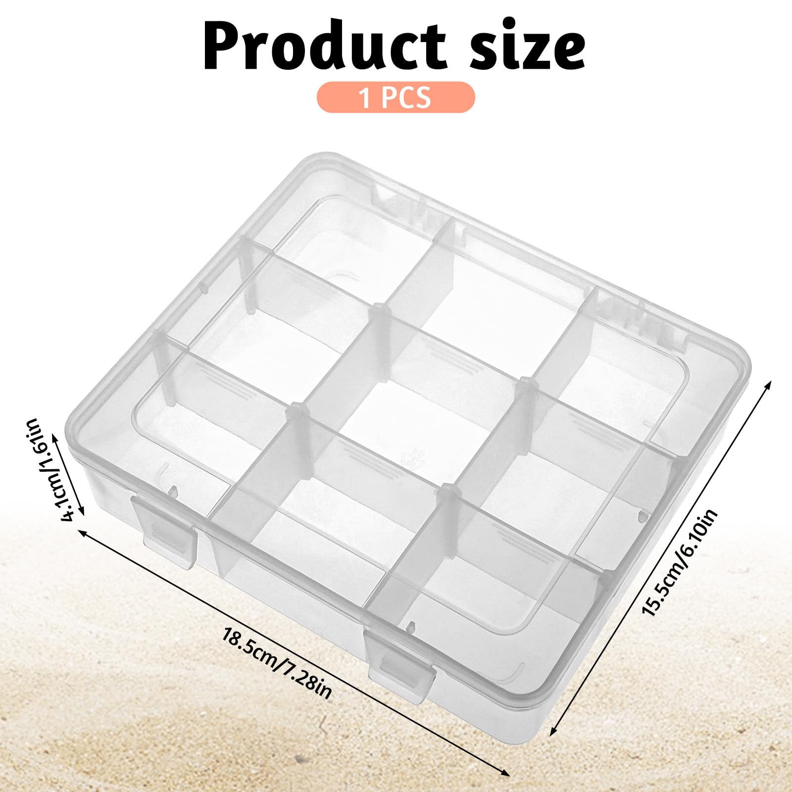 9 Grids Organizer Container with Removable Dividers Compartment Plastic Organizer Box Clear Crafts Thread Storage Containers for Jewelry Hardware Fitting Crafts Candies Snacks