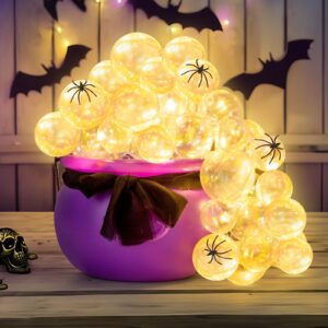 halloween decorations indoor,diy bubbling cauldron set,black plastic witches cauldron,easy&fun hocus pocus party decoration,black cauldron pot for kitchen room party table decor (purple)