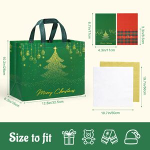 YANGTE 2 Pack 13" Large Christmas Gift Bags with Tissue Paper, Reusable Non-Woven Christmas Bag with Handles for Holiday Presents Wrapping, Christmas Tote Bags for Gifts Wrapping Xmas Party Favors