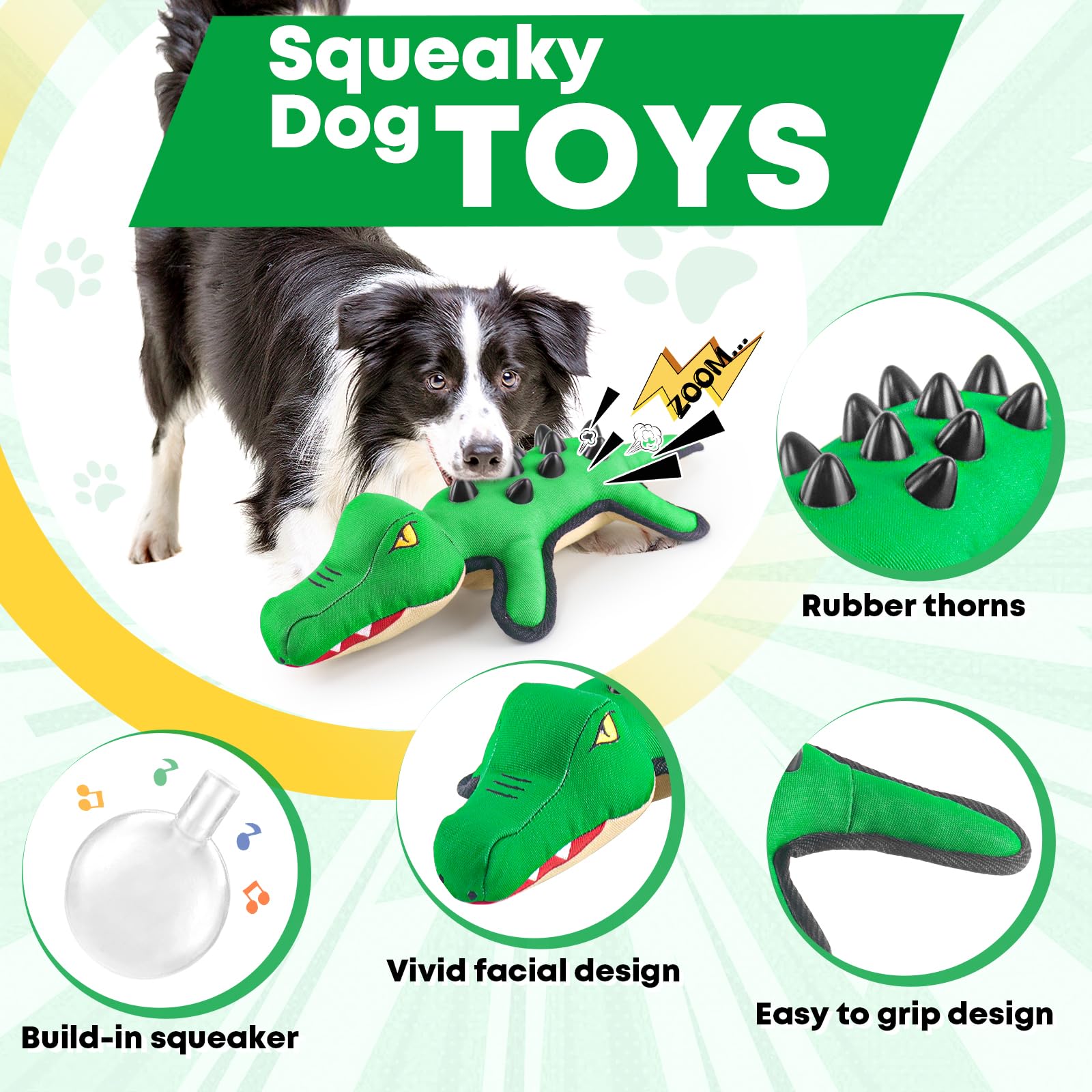 Fuufome Squeaky Dog Toys for All Breeds:Interactive and Puppy Teething Toys with Upgraded Fabric-Stuffed Animals Dog Toys for Boredom and Stimulating to Keep Them Busy