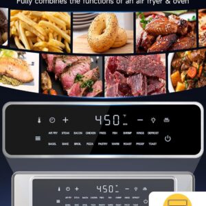 Kitchen Elite Air Fryer Toaster Oven Combo, 26.4 Qt Convection Oven Countertop, 18-in-1, Stainless Steel Large Airfryer, 4 Zone with Accessories, Digital Full Touch Screen, Easy to Clean