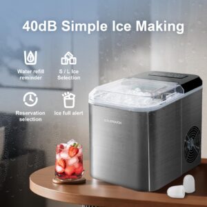 Ice Maker Countertop 9 Pcs Ice in 6 Mins 33lbs/24h Stainless Steel Compact Ice Maker Machine with Self Cleaning for Home, Restaurants, Bars, and RV