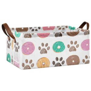 susiyo colorful doughnuts paw prints fabric storage baskets small storage bins with handles - 1 piece