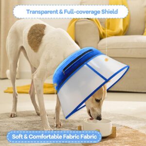 NoarWin Inflatable Dog Cone Collar, Soft Dog Cone for Dogs After Surgery, 2-in-1 Inflatable Dog Cone with Detachable Anti-Licking Shield, Adjustable Dog Cone Collar, Elizabethan Collar (L, Blue)