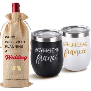 jetikon engagement gifts for couples 2024 gifts for newly engaged couples engagement gifts for her fiance women 3pcs 20 oz wine tumbler wine bag bride and groom to be gift wedding gifts