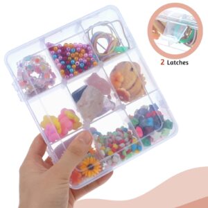 9 Grids Organizer Container with Removable Dividers Compartment Plastic Organizer Box Clear Crafts Thread Storage Containers for Jewelry Hardware Fitting Crafts Candies Snacks