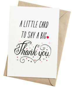 tridecor thank you card with envelope, simple cute single card, grateful card - folded 5"x7" card for him, her, teacher, boss, doctor, mom, dad, coworker, bridesmaids, groomsmen