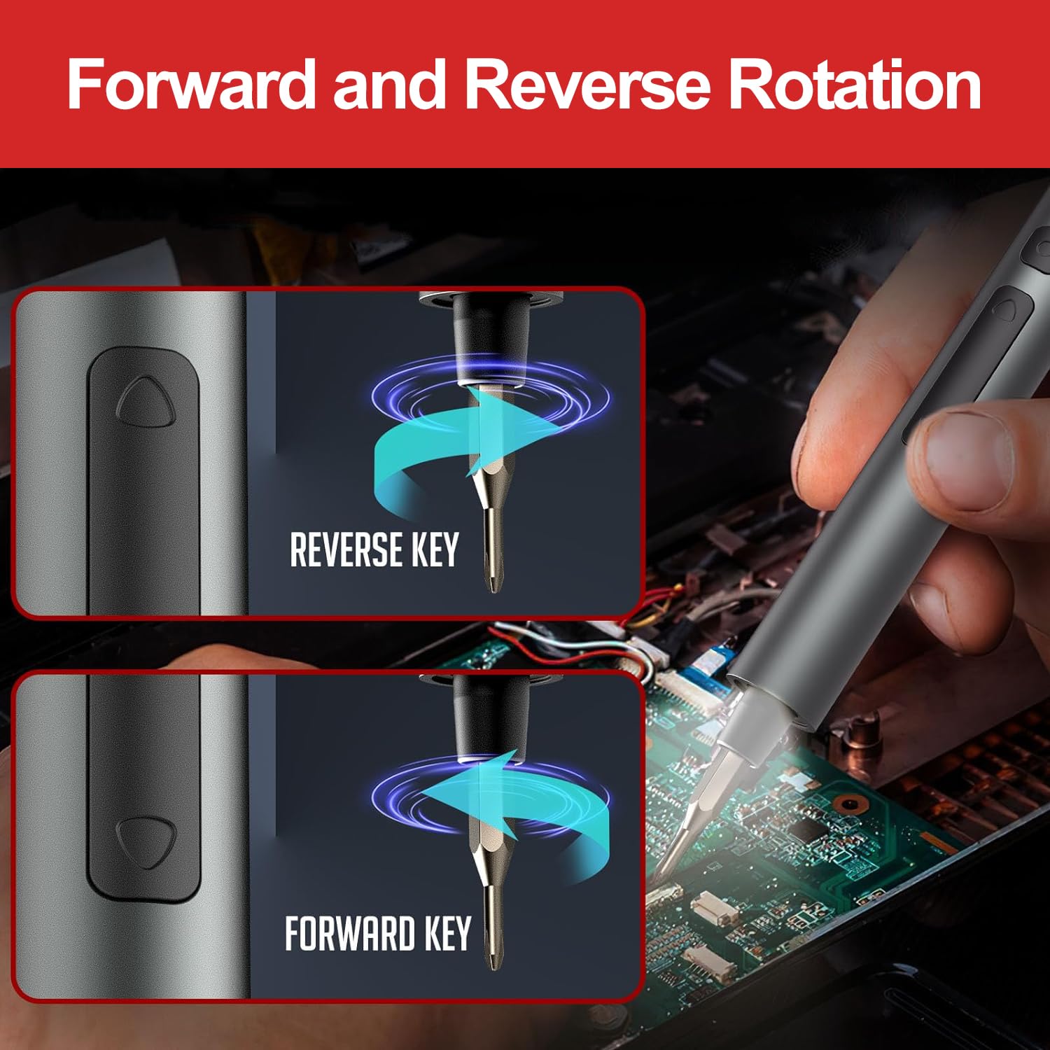 50-in-1 Mini Electric Precision Screwdriver Set, 3.7V Battery Powered Mini Electric Screwdriver Set, Metallic Handle and LED Lights Rechargeable Cordless Small Electric Screwdriver Set