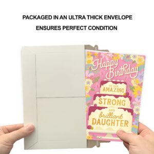 Prime Greetings Daughter Birthday Card, Made in America, Eco-Friendly, Thick Card Stock with Premium Envelope 5in x 7.75in, Packaged in Protective Mailer