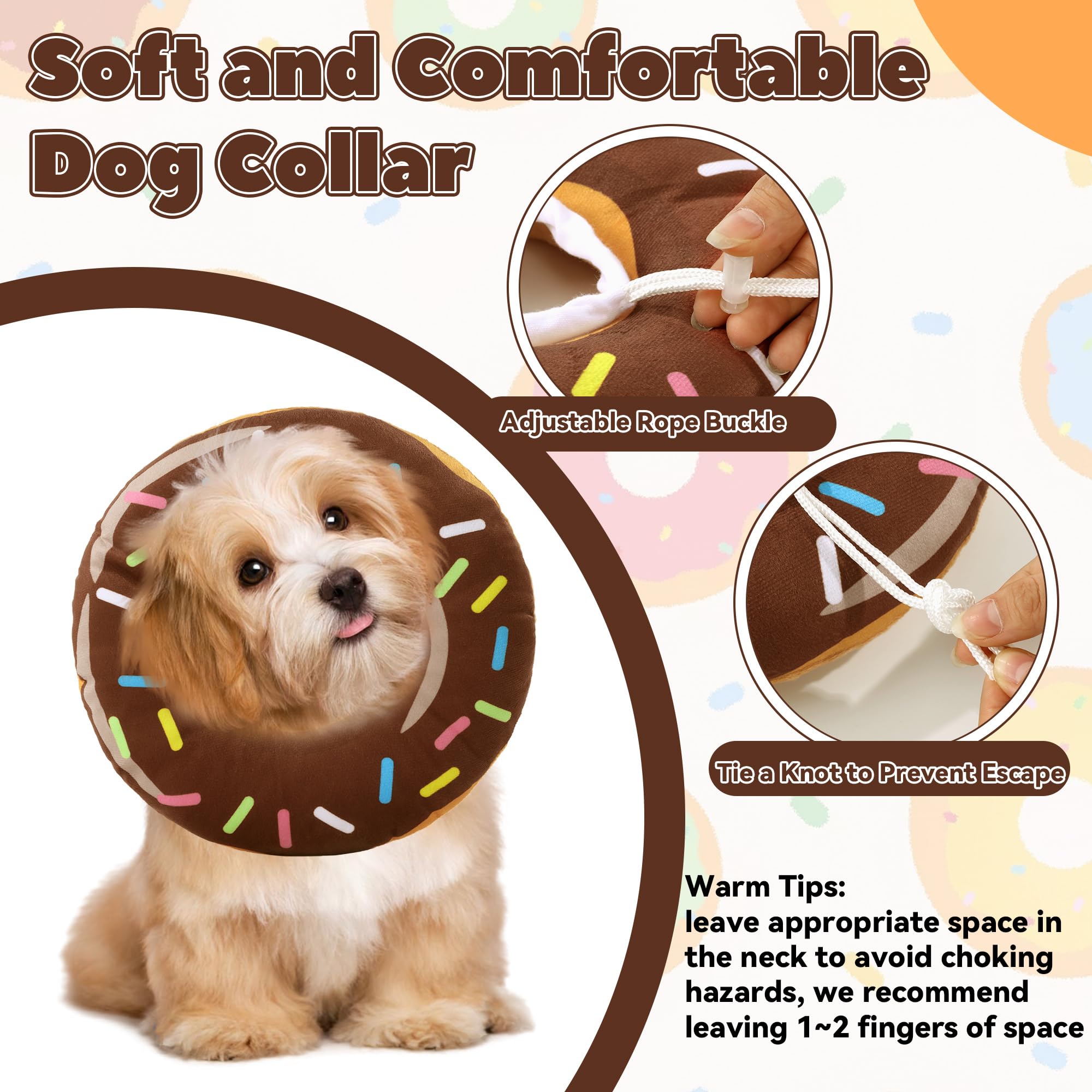 BALAPET Soft Dog Recovery Collar, Comfortable Lightweight Adjustable Pet Cone Collar for Dogs Recovery and Stop Licking,Cute Donut Shape Elizabethan Collar for Small Dog Cat(M)