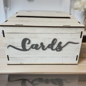 Wooden Wedding Card Box for Reception money Envelopes,Bridal & baby Showers, Graduations or engagements (Rustic White)