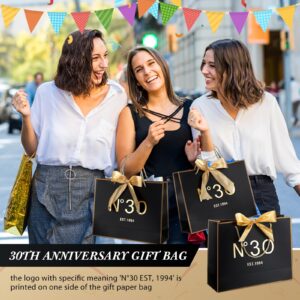 Kolldenn 30th Birthday Gift Bag Medium Black Gold 30th Birthday Paper Bag N°30 EST. 1994 Keepsake Metallic Printing 30 Birthday Party Present 1994 Wife Husband 30 Year Old Paper Bag for Gift Wrapping