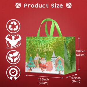 cabzymx 8 Pcs Multicolor Christmas Gift Bags with Bases, Large Reusable Non-woven Bags for Gifts with 8 Colors, 12.6 x 6.7 x 9.8 In Holiday Gift Bags for Xmas Party, Gifts Wrapping