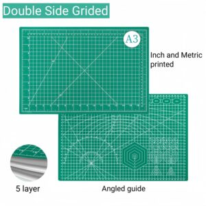 AMASEWART 45mm Rotary Cutter and Mat Set, Fabric Cutter Wheel and Mat, 12x18 Inch Self Healing Sewing Cutting Mat and Fabric Rotary Cutter with 5pcs Rotary Blades for Quilting Patchworking Crafts