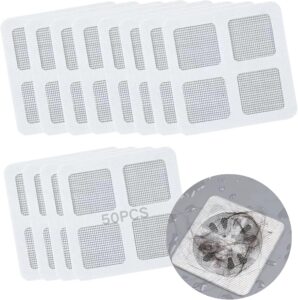 50pcs 4" x 4" disposable hair drain catcher, hair drain stickers, hair drain sticker, shower drain screen hair catcher, disposable floor drain sticker suitable for bathroom, bathtub, kitchen