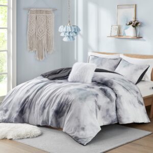 intelligent design duvet cover twin bedding sets for girls & boys watercolor tie dye twin duvet cover set kids, microfiber twin size duvet cover set, pillow cassiopeia, twin/twin xl, charcoal 3 piece