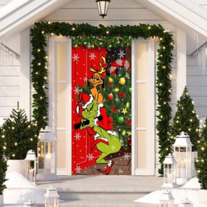 fabelly 6 x 3 ft christmas door decorations - christmas door cover for front door- christmas door banner decor garage yard outdoor holiday home party